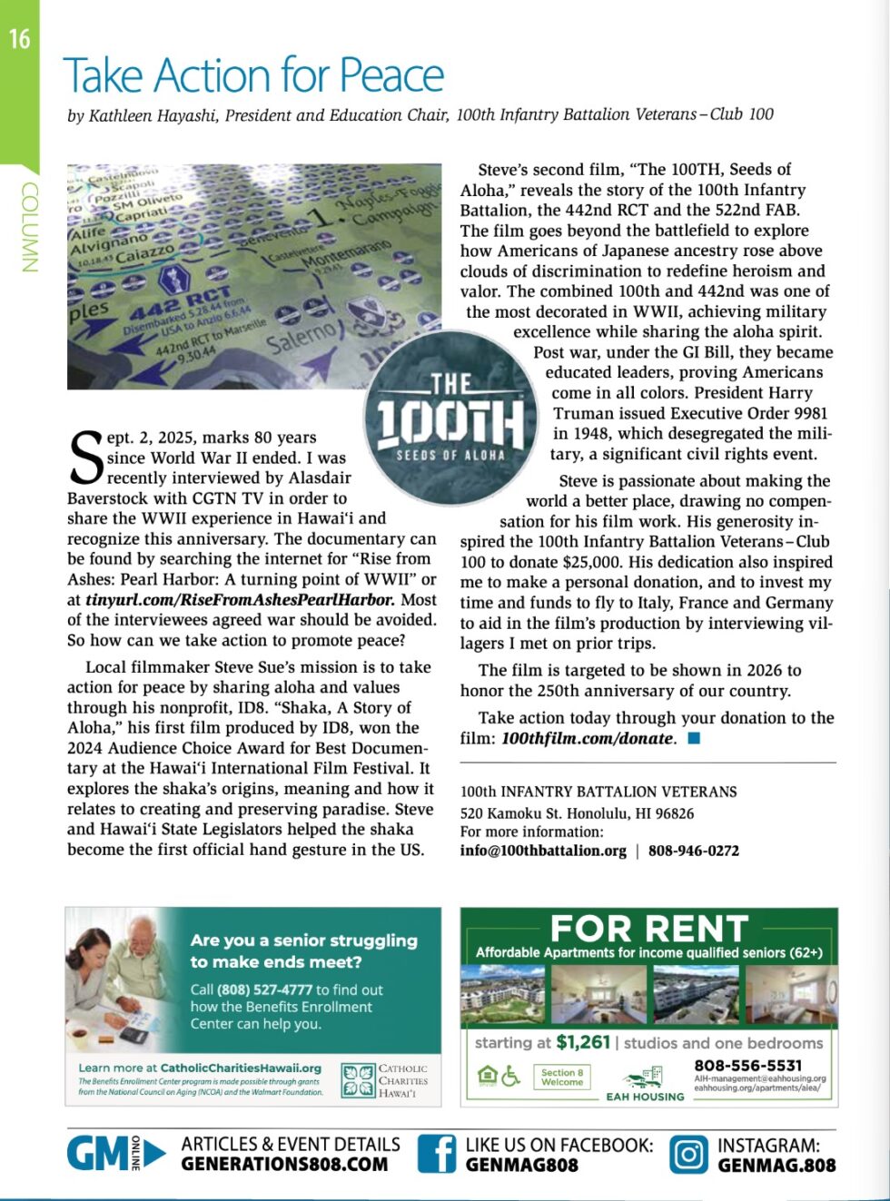 Generations Magazine Honors 100th Production - The 100TH, Seeds of Aloha