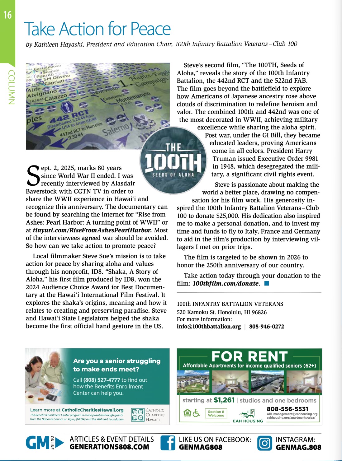 Generations Magazine Honors 100th Production - The 100TH, Seeds of Aloha